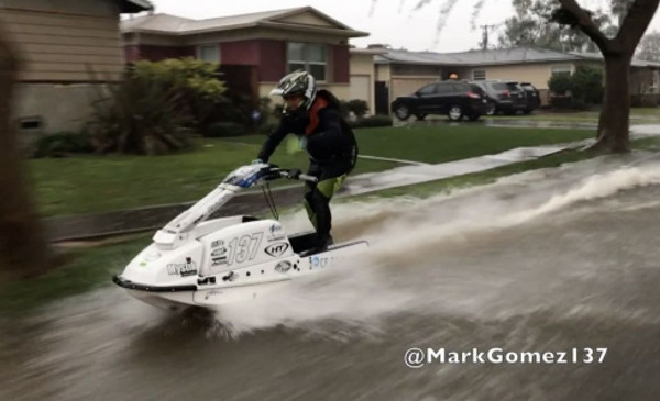 Watch This Jet Skier Take to Flooded SoCal Streets - LiveOutdoors